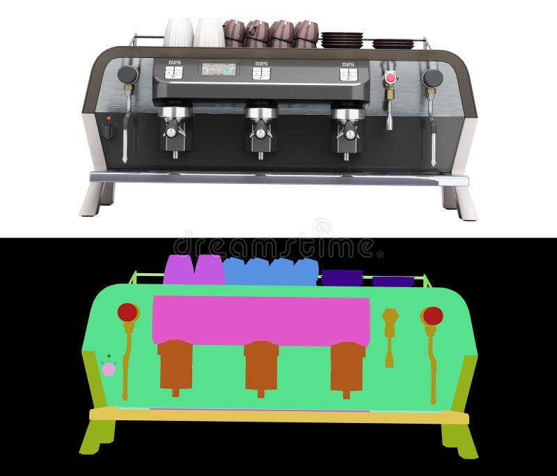 New Professional Coffee Machine Front View 3d Render on White with ...