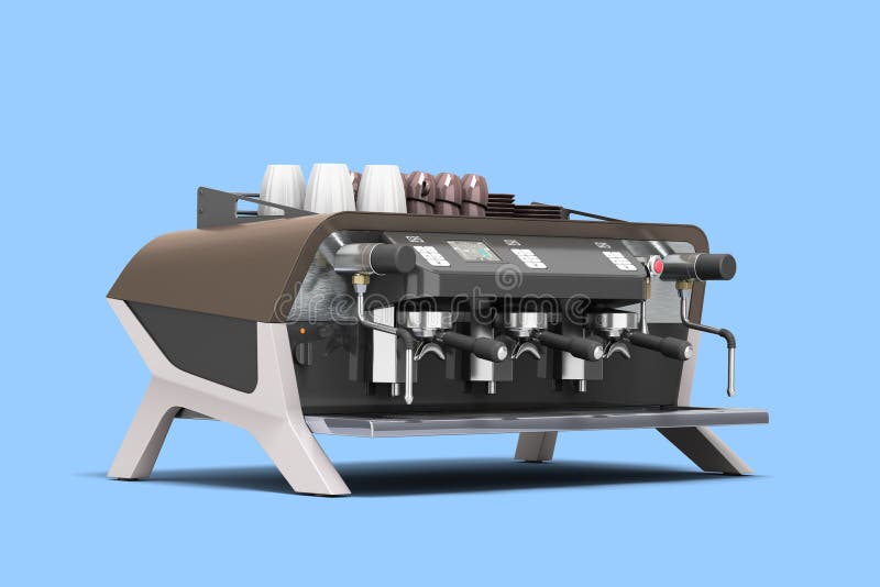 New Professional Coffee Machine Perspective View 3d Render on Blue ...