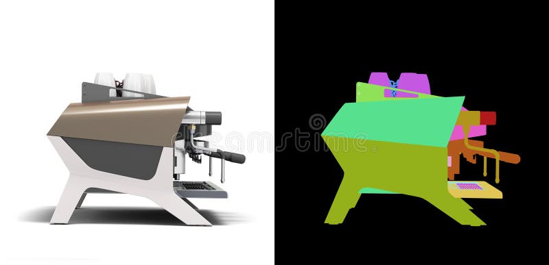 New Professional Coffee Machine Right View 3d Render on White with ...