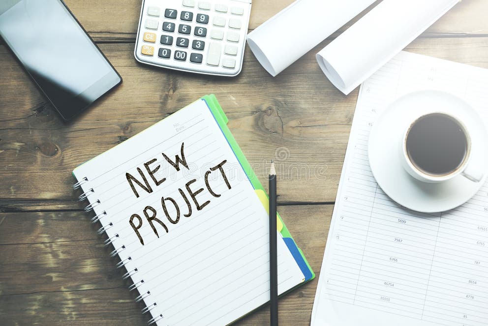 New Project Text on Notepad and Stationary Stock Photo - Image of ...