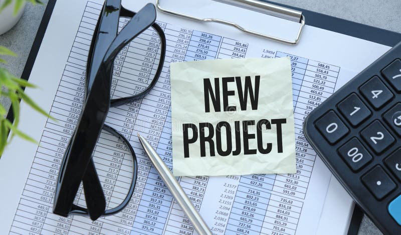 NEW PROJECT Text on Paper Folder with Pen Stock Image - Image of brown ...