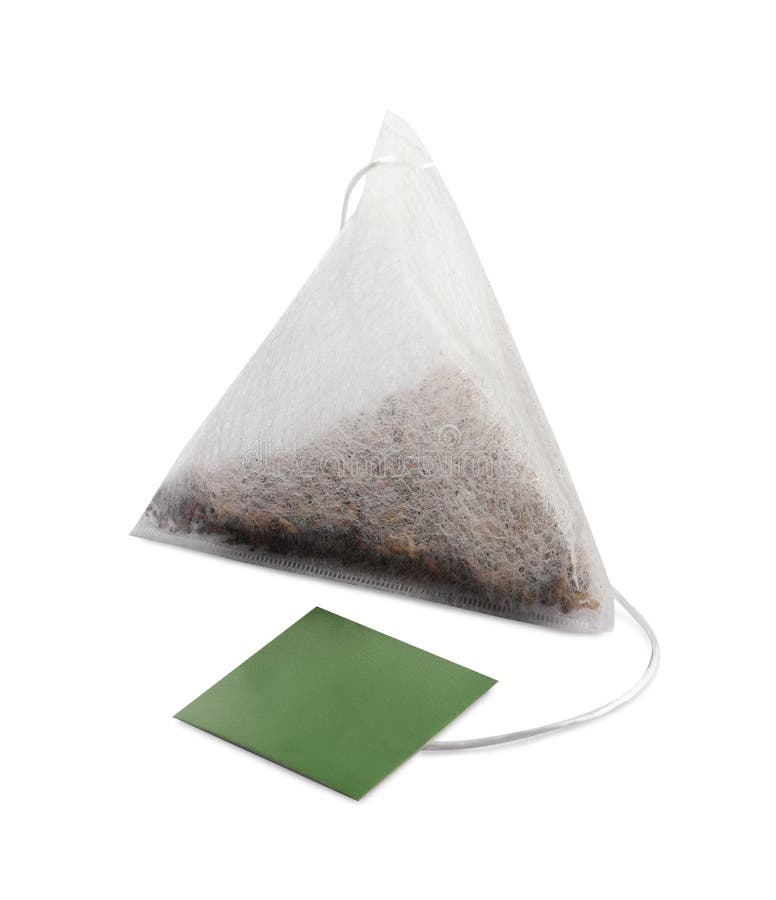 New Pyramid Tea Bag Isolated on White Stock Photo - Image of aroma ...