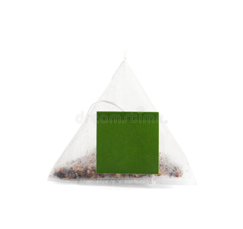 New Pyramid Tea Bag Isolated on White Stock Photo - Image of fresh ...