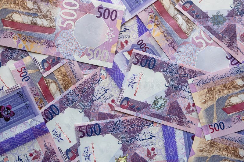 Top View of New 100 and 500 Qatari Riyal Banknotes Stock Image - Image ...