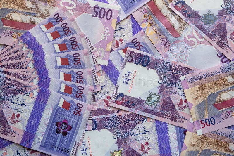 Top View of New 100 and 500 Qatari Riyal Banknotes Stock Image - Image ...
