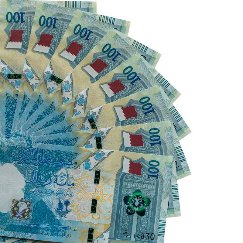 Top View of New 100 and 500 Qatari Riyal Banknotes Stock Image - Image ...
