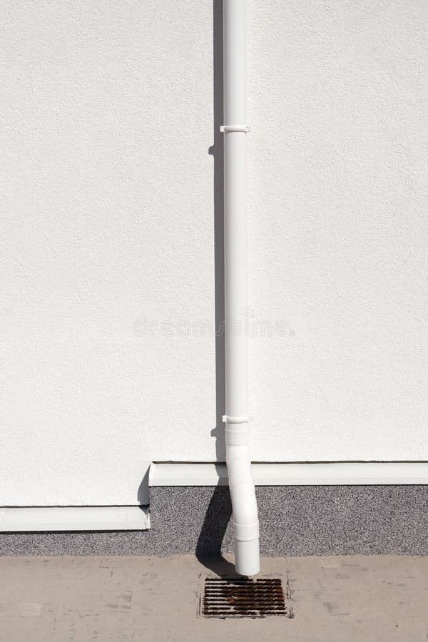 New Rain Gutter on White Wall. Stock Image - Image of closeup, rain ...