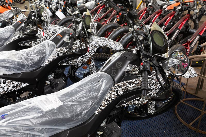 New Rally Bikes at the Motorcycle Factory Stock Photo - Image of ...