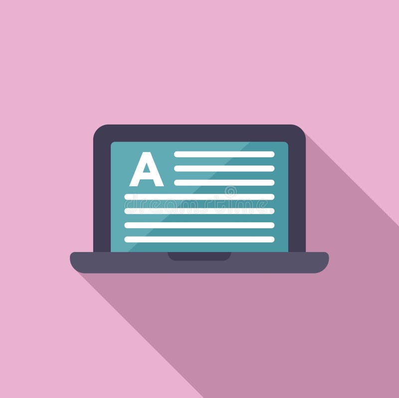 New Reading Article Icon Flat Vector. Laptop Screen Stock Illustration ...