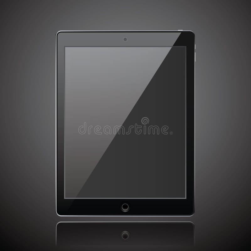 New Realistic Tablet Modern Style Dark Background with Reflection Stock ...