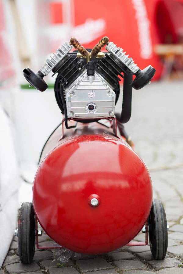 New red air compressor stock photo. Image of auto, motor - 70073136