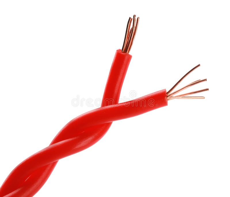 New Red Electrical Wires on White Background Stock Image - Image of ...