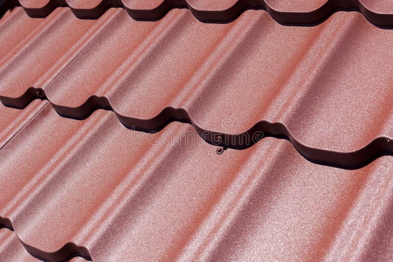 New Red Metal Tile Close-up. Stock Image - Image of industry ...
