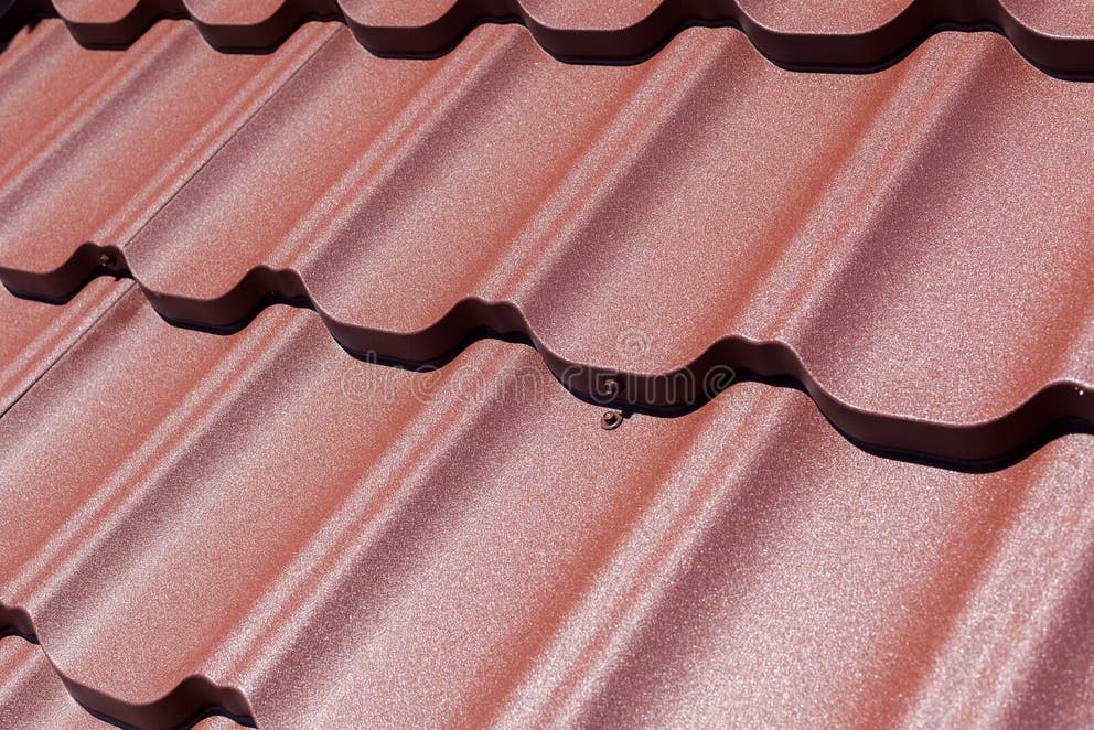 New Red Metal Tile Close-up. Stock Image - Image of industry ...