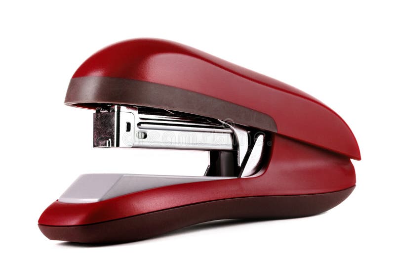 Red stapler isolated stock photo. Image of stapler, office - 18438886