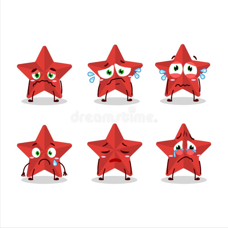 New Red Stars Cartoon Character with Sad Expression Stock Illustration ...