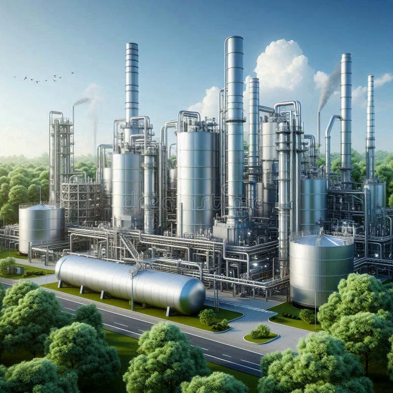 New Refinery Complex stock illustration. Illustration of future - 347331582