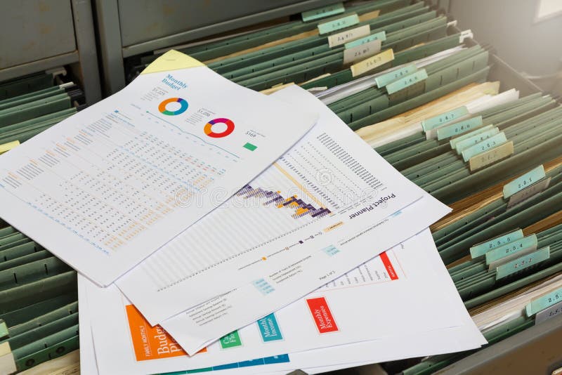 New Report File in Filing Cabinet Stock Photo - Image of information ...