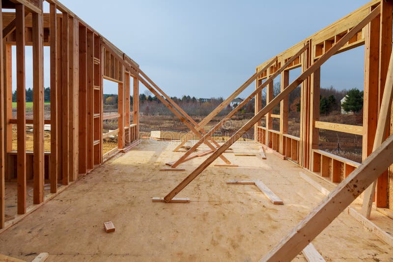 New Residential Construction Home Framing Against Blue Sky Stock Image ...