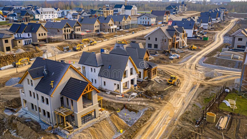 New Residential Development Under Construction with Modern Homes Stock ...