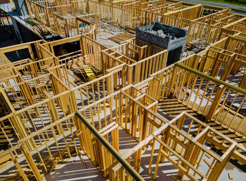 New Residential Home Framing Interior View Construction New House Stock ...