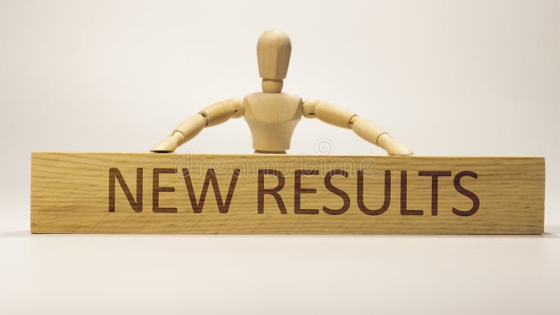 New Results Were Written on the Wooden Surface. Wooden Concept Stock ...