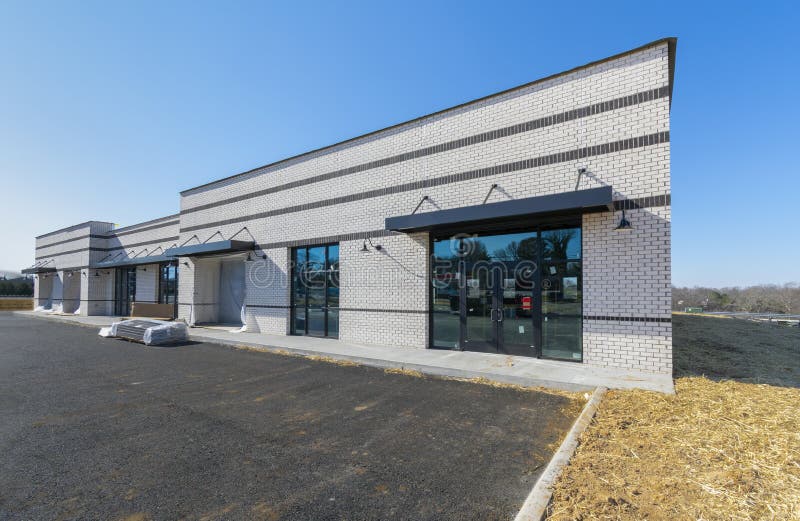 New Retail Construction on Small Shopping Center with Copy Space Stock ...