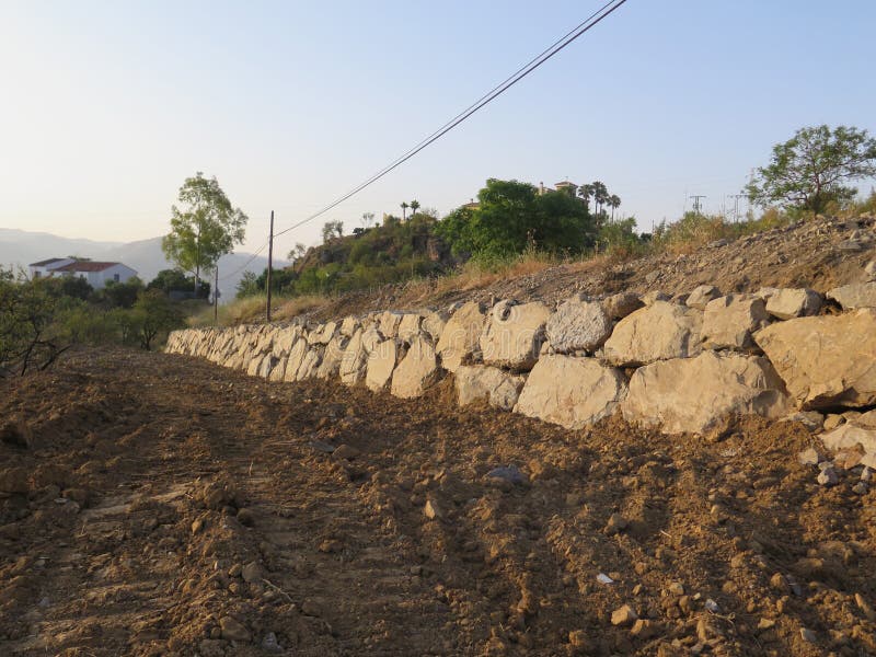 Retaining Wall for Steep Embankment in Andalusian Countryside Stock ...