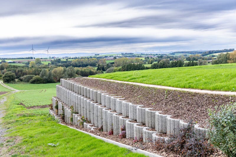The New Retaining Wall is Made of Concrete Blocks Stock Image - Image ...