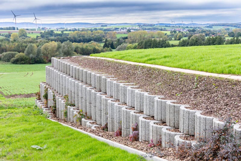 The New Retaining Wall is Made of Concrete Blocks Stock Photo - Image ...
