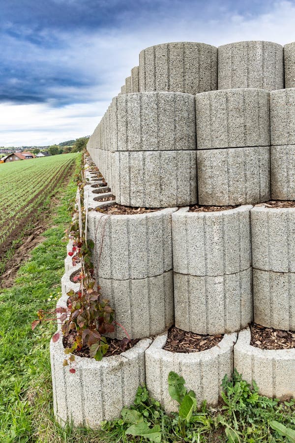 The New Retaining Wall is Made of Concrete Blocks Stock Photo - Image ...