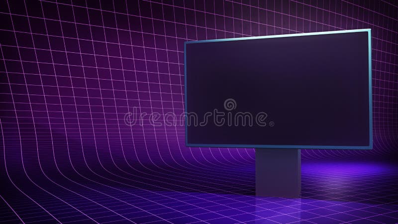 New Retro Wave Virtual Background with an Empty Screen. an Angle View ...