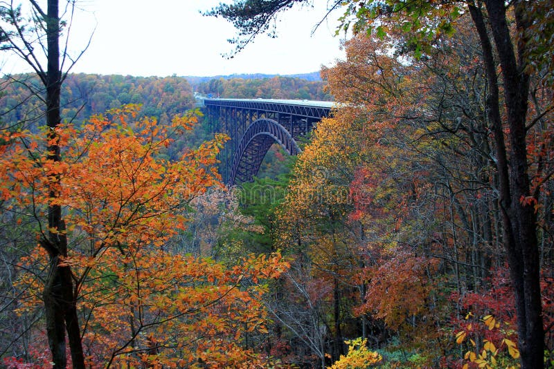 New River Gorge Bridge in West Virginia Sorrounded by Fall Colors Stock ...