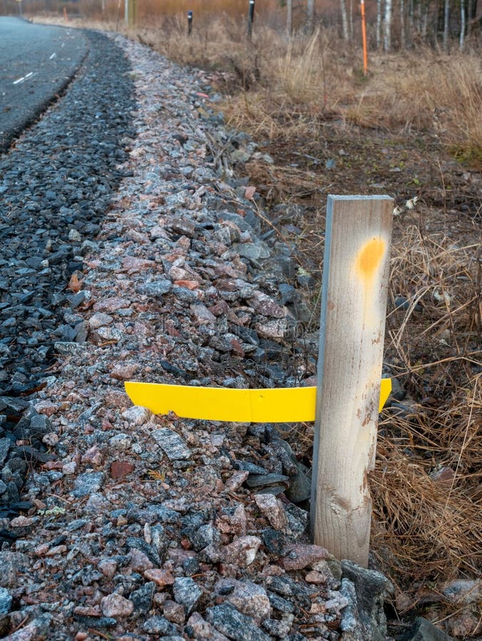 New Road Construction Boundary Stake Stock Photo - Image of edge ...