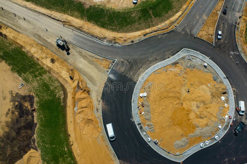 New Road Construction Site Aerial View Stock Image - Image of estate ...
