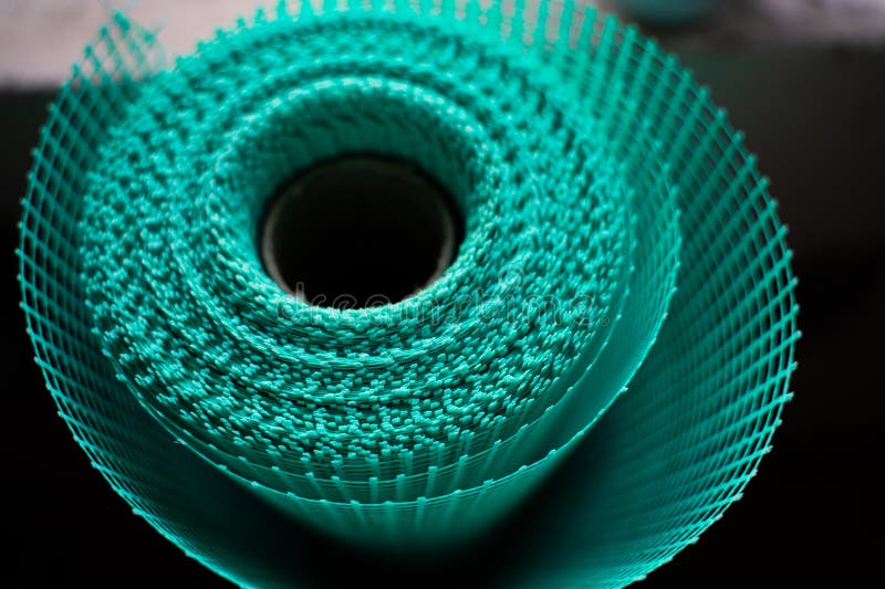 New Roll of Green Reinforcing Mesh Close-up. Plaster Mesh for Wall ...