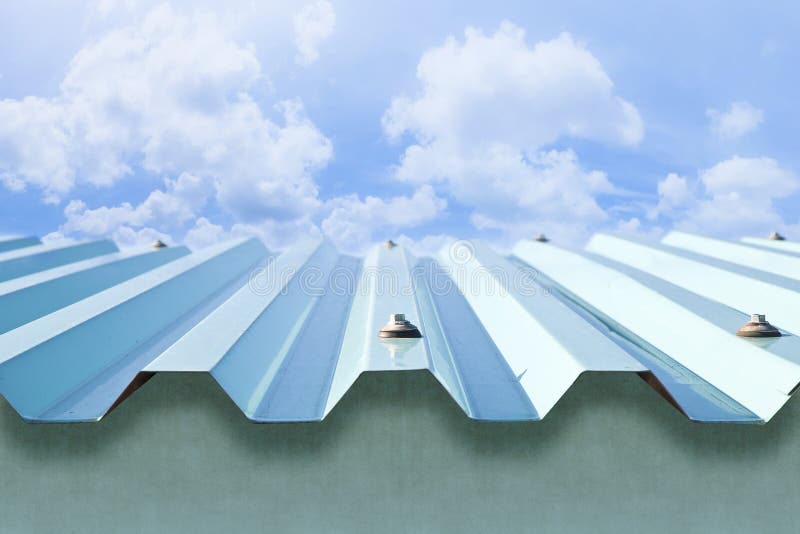 New Roof with Colored Corrugated Metal Sheet Stock Photo - Image of ...