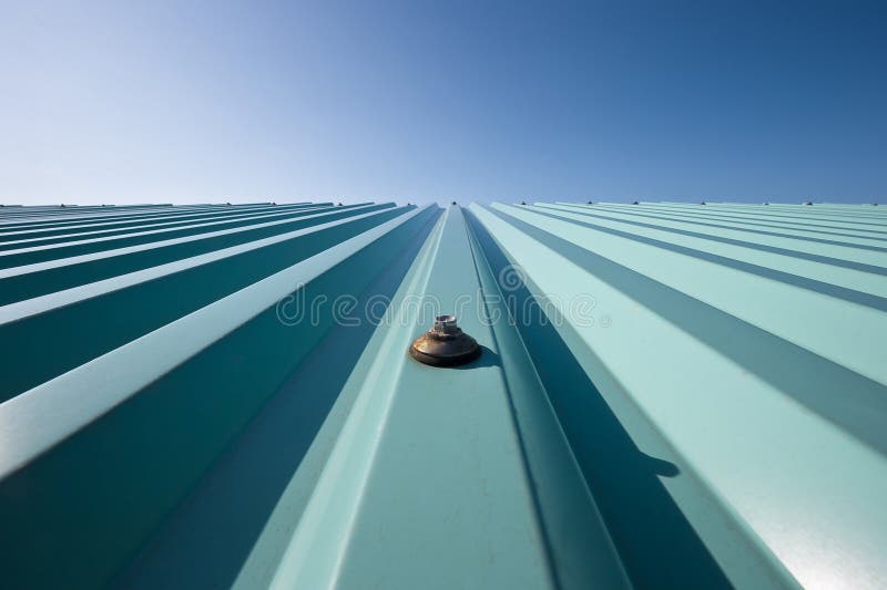New Roof with Colored Corrugated Metal Sheet Stock Photo - Image of ...