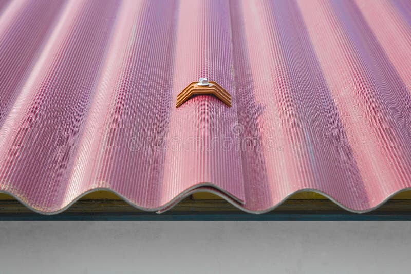 New Roof with Colored Corrugated Plastic Plate Stock Photo - Image of ...