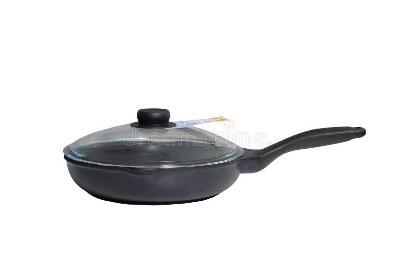 Round Frying Pan Side View Isolated on White Stock Image - Image of ...