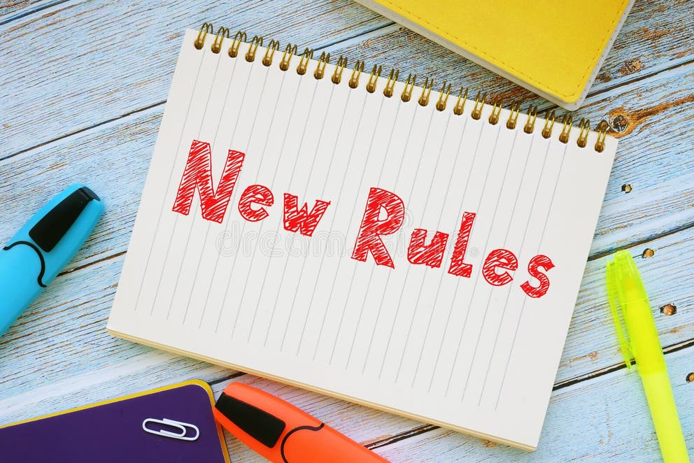New Rules sign on the page stock photo. Image of sign - 196586412