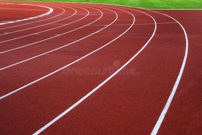 New Running Track with Green Grass Abstract, Texture, Background. Stock ...