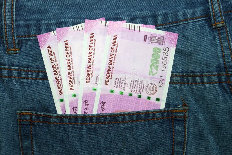 New 2000 Rupee Notes Indian Mans Jean Back Pocket Stock Photos - Free ...