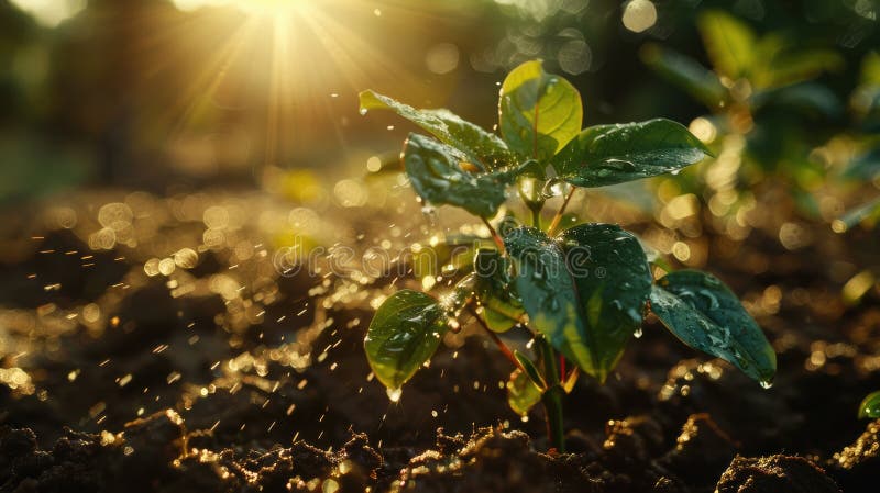 New Sapling Being Carefully Planted To Restore Green Spaces. Stock ...