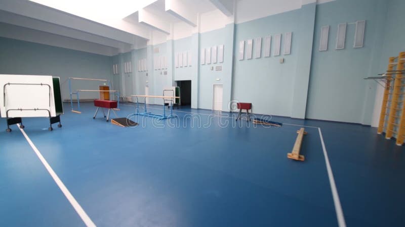 New School Gymnasium with Blue Floor and Exercise Stock Video - Video ...