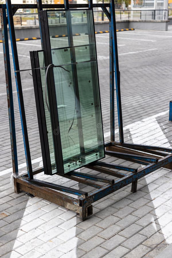 New Sealed Glass Units at Building Site. Preparation for the ...