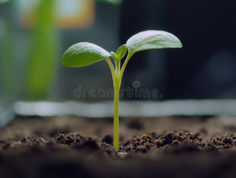 A New Seedling Beginning To Grow. Stock Image - Image of vegetation ...