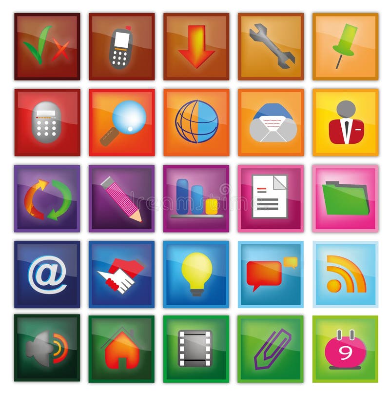 New Set with 56 Colorful Icons Stock Vector - Illustration of internet ...