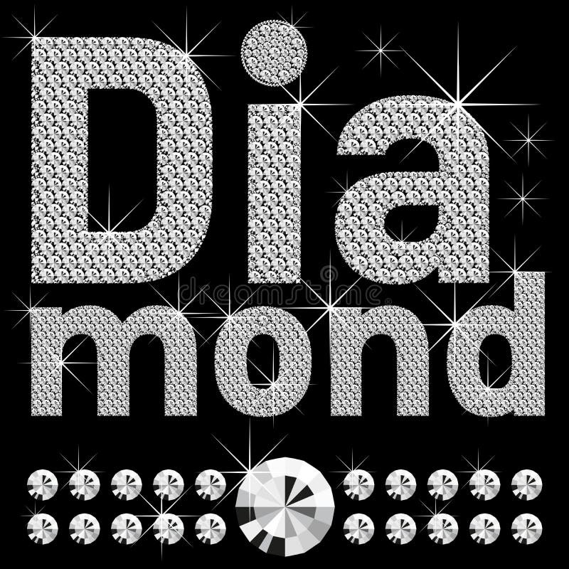 Metall Diamond Letters and Numbers Big and Small Stock Illustration ...