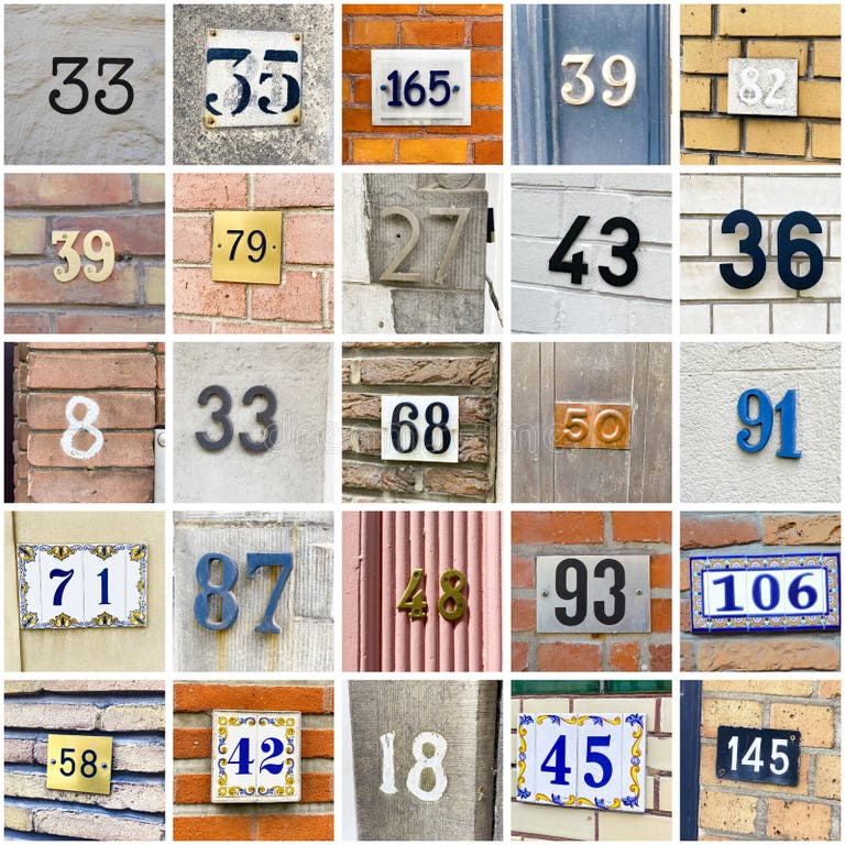 New Set of House Numbers, Large Collage Stock Image - Image of ...
